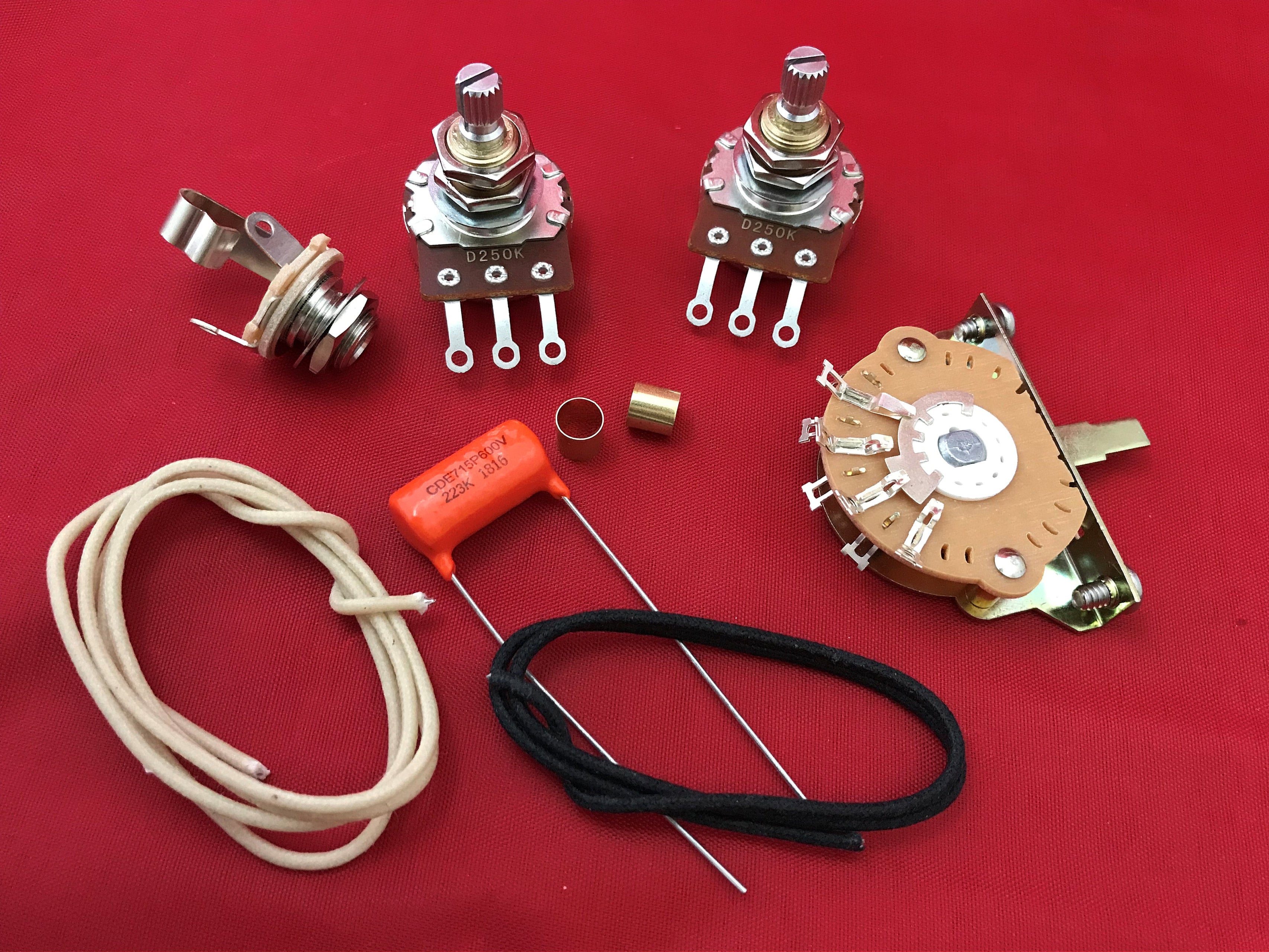 Telecaster upgrade guitar wiring kit with orange drop tone cap, switch ...