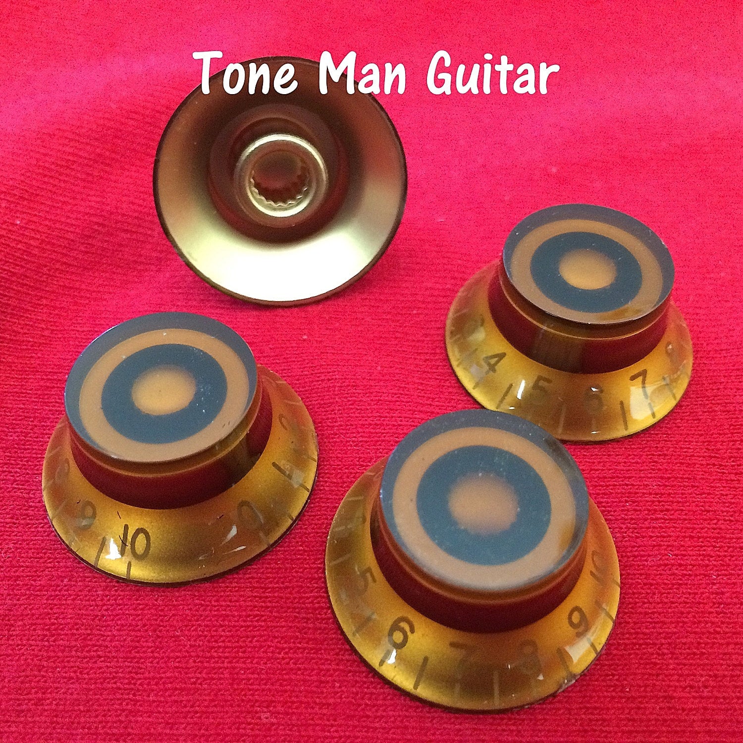 Top Hat Bell Guitar Knobs Amber | Tone Man Guitar upgrade wiring kits ...